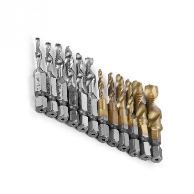 12pcs M3-M10 Hex Shank Titanium Plated HSS Screw T... – Grandado