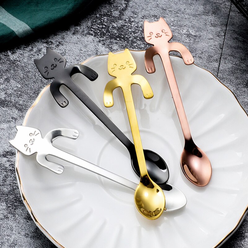 5Pcs/Lot Cute Cat Coffee Spoon 304 Stainless Steel... – Vicedeal