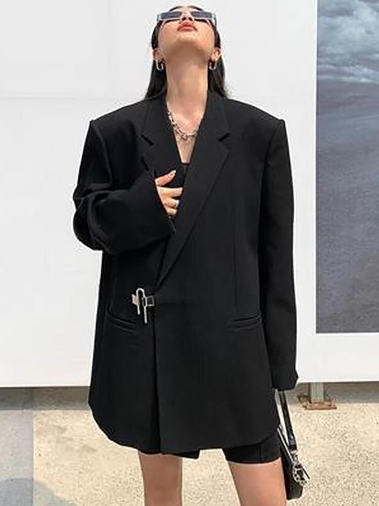 Woman 2022 Loose Long Black Blazer Dress Women Bla... – Vicedeal