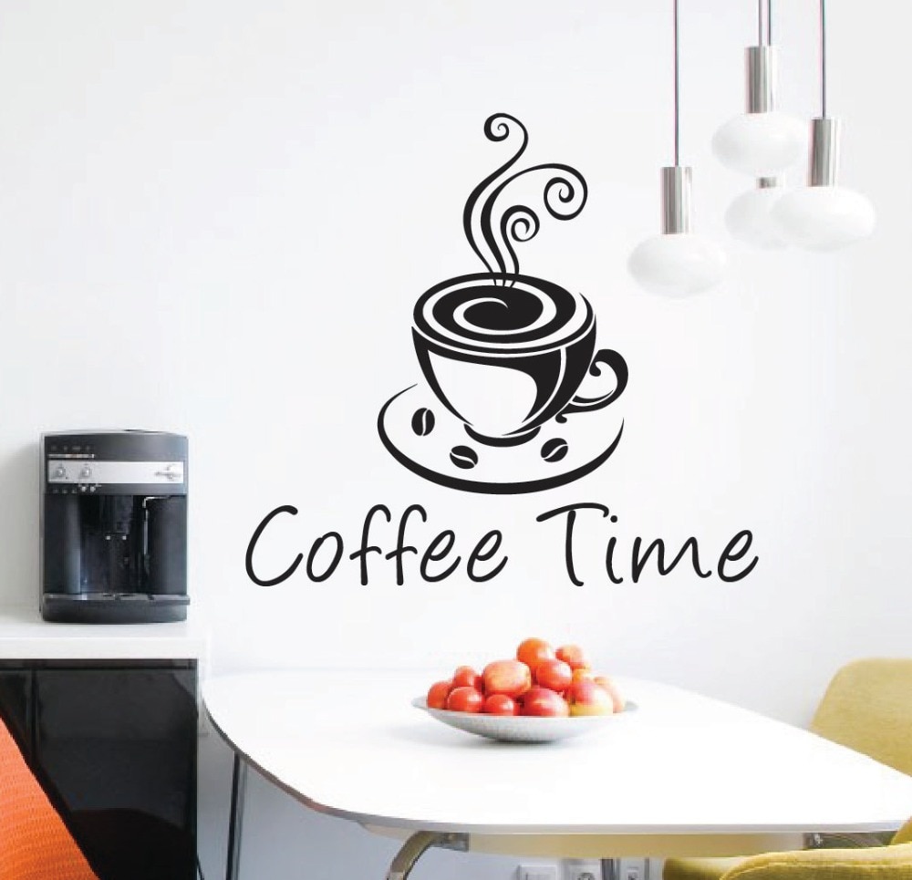 Coffee Time Quote Wall Decal Vinyl Cafe Shop Wall ... – Grandado