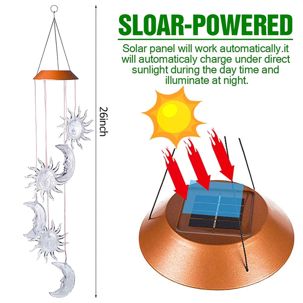 Solar LED Color Changing Sun Moon Wind Chimes Ligh... – Grandado