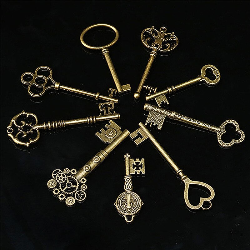 9PCS Large Antique Vintage old Brass Skeleton Keys... – Grandado
