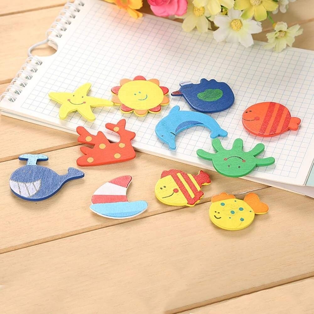 12pcs Multicolor Wooden Fridge Magnet Educational ... – Vicedeal