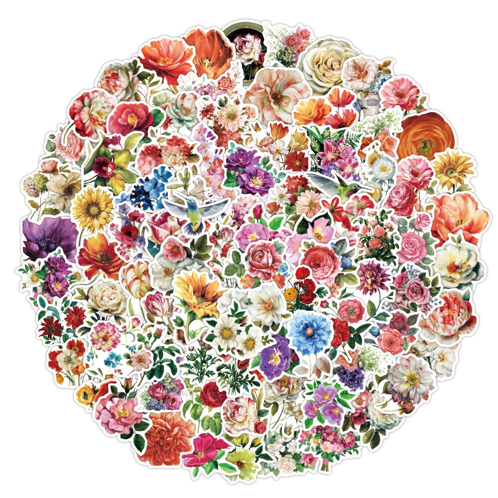 100PCS Various Plant Fresh flowers Roses Stickers ... – Grandado