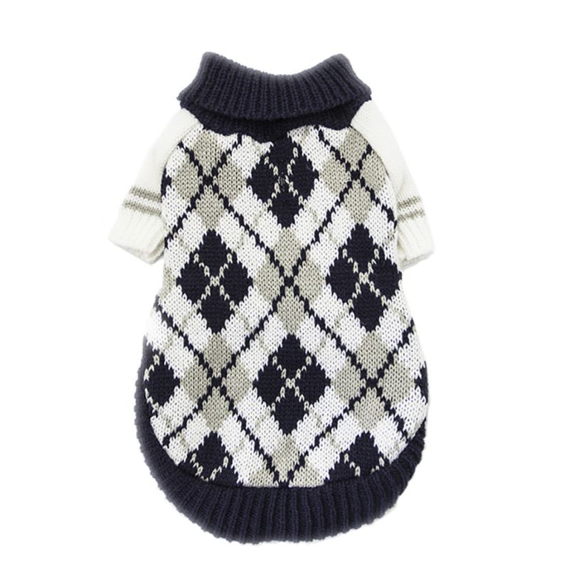 Warm Dog Sweater Classic diamond checkered sweater... – Grandado