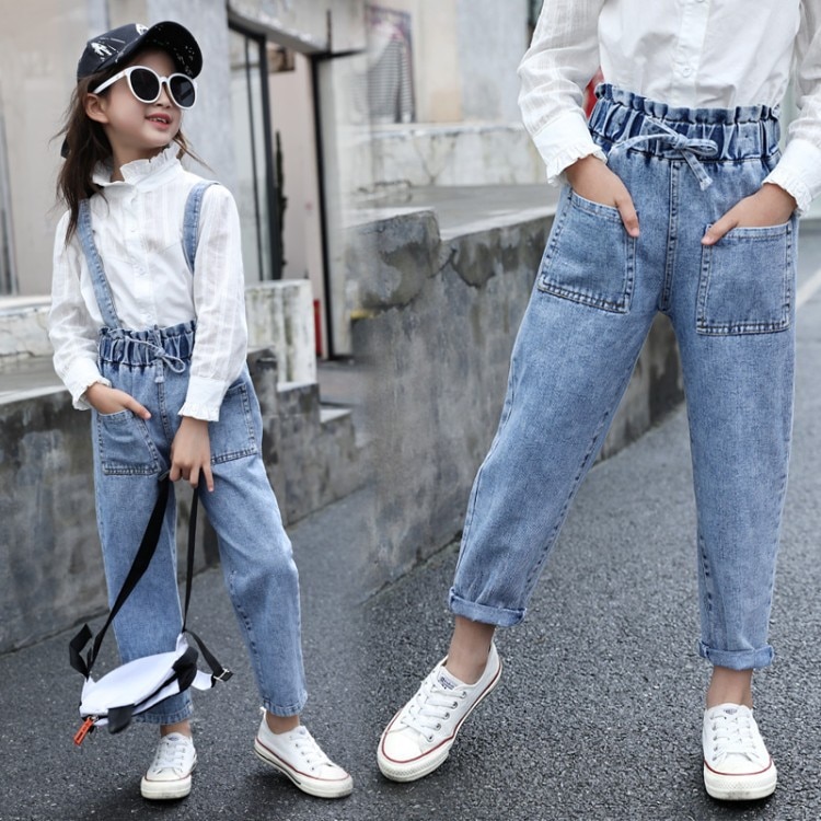 girls denim overalls jumpsuit kids autumn for girl... – Grandado