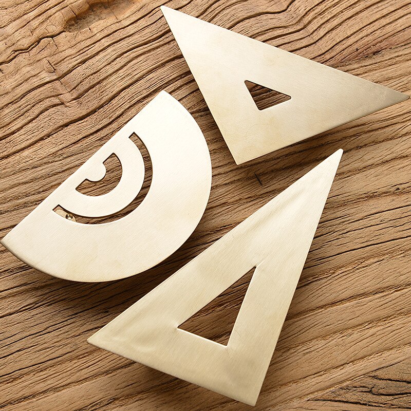 Vintage Brass Geomitric Ruler Golden Retro Semicir... – Vicedeal