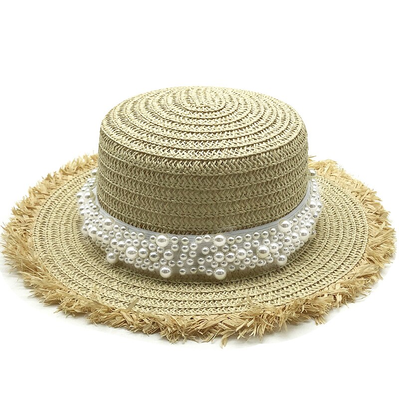 Flat top straw hat Summer Spring women's trip caps... – Grandado