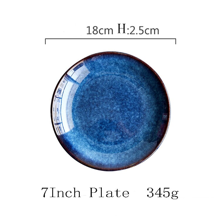 1PC RELMHSYU Japanese Retro Style Deep Blue Cerami... – Grandado