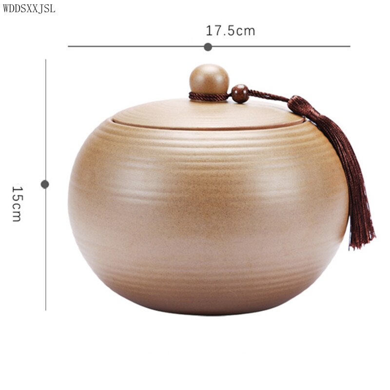Rough pottery round large-capacity Tea leaf jar co... – Grandado