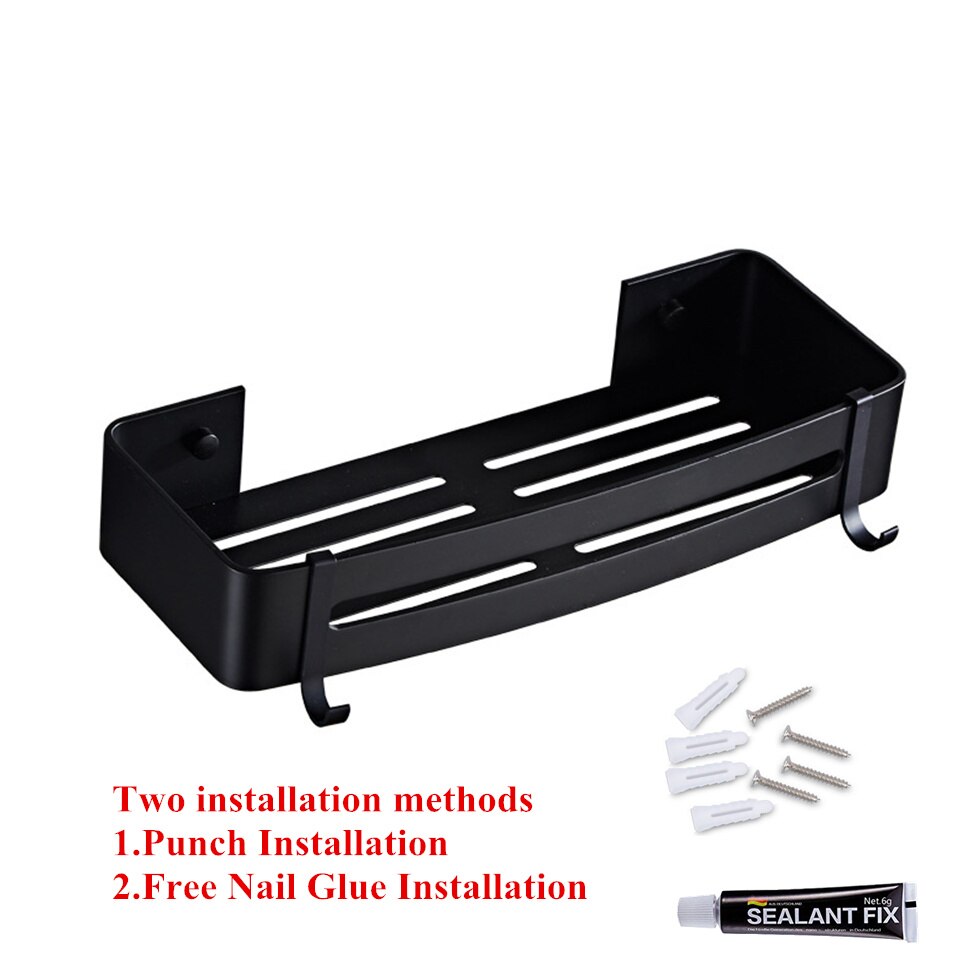 Black Square Shower Caddy Bathroom Corner Shelves ... – Grandado