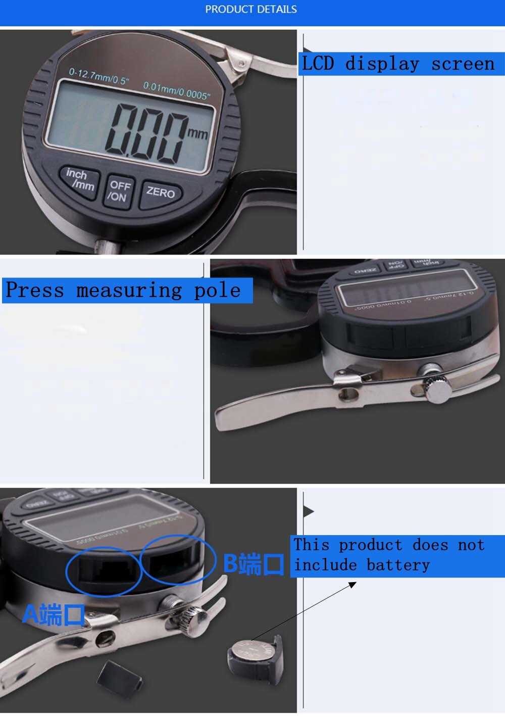 TASI 0.01mm Electronic Dial Thickness Gauge Meter ... – Grandado