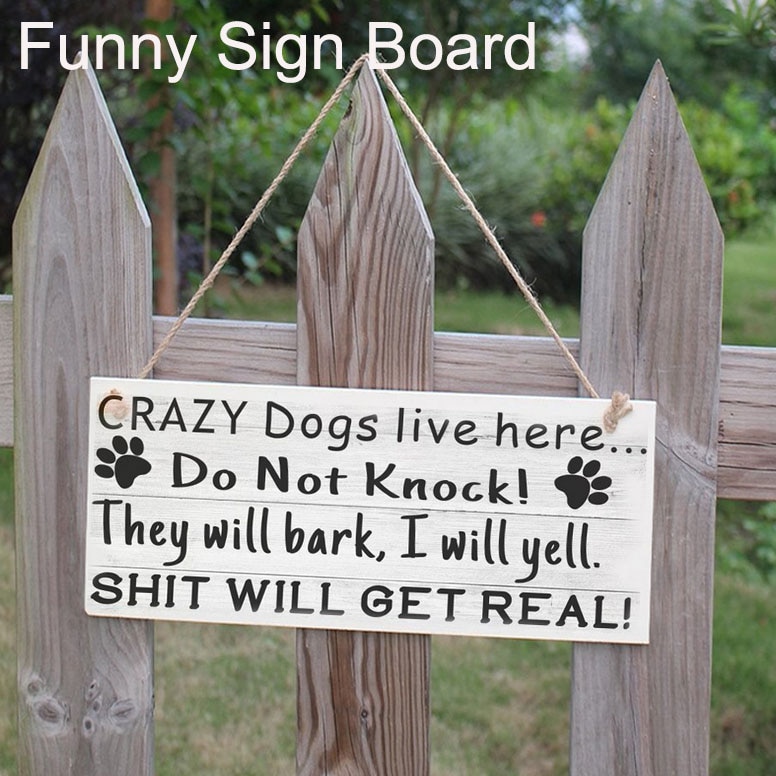 Funny Dog Sign Crazy Dogs Live Here Do Not Knock W... – Vicedeal