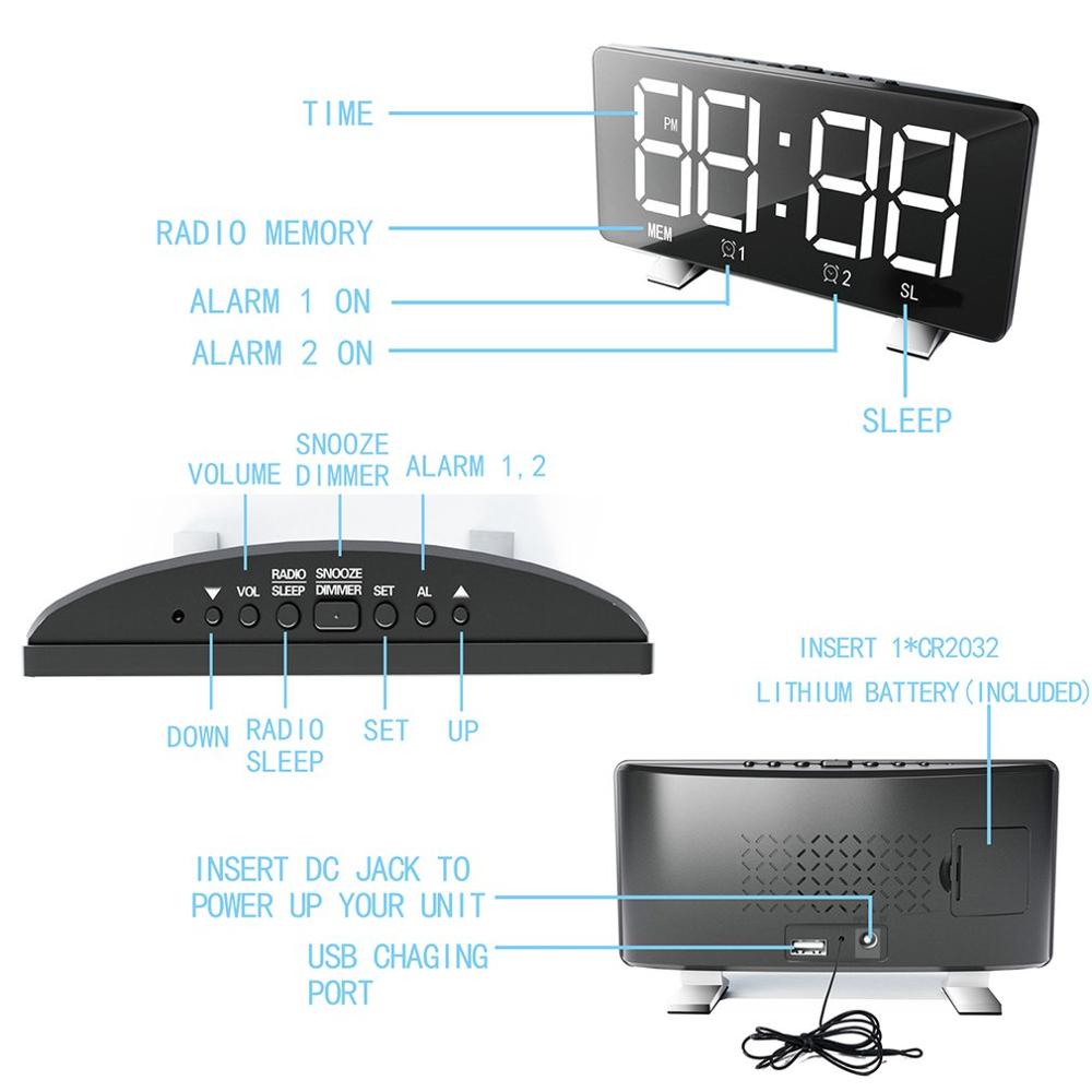 Alarm Clocks Digital Alarm Clocks with Dimmable LE... – Grandado