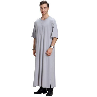Arab Men Robe Muslim Dubai Abaya White Men's Round... – Grandado