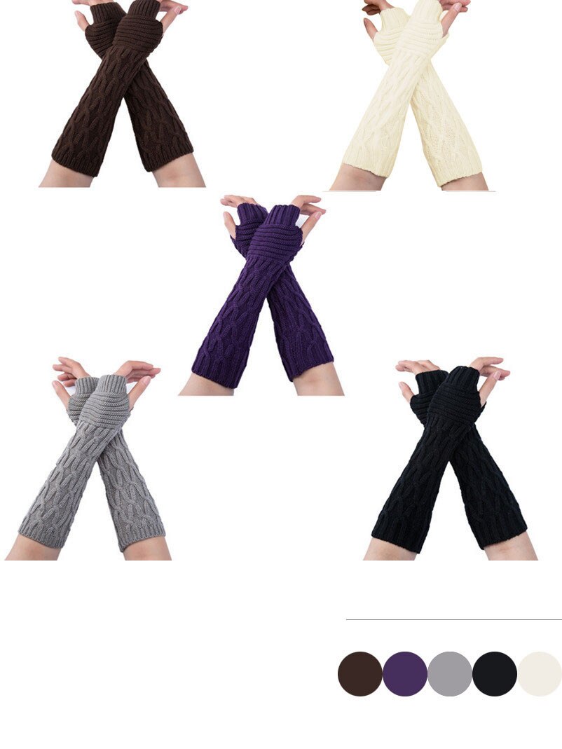 Knitted Long Fingerless Mittens Glove Arm Warmer S... – Vicedeal