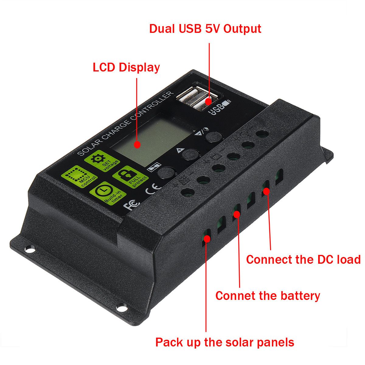 Solar Controller 10/20/30A 12V/24V Auto-Adaptive L... – Grandado
