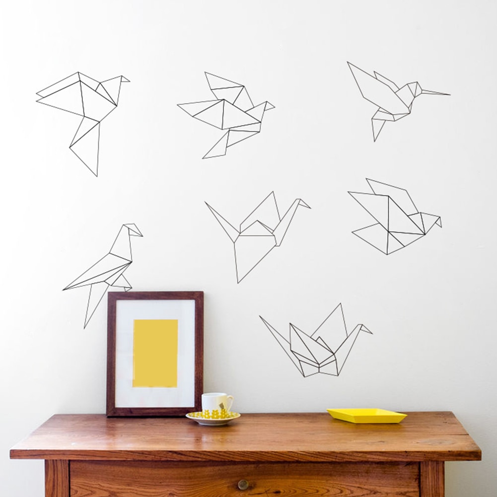 Geometric Origami Birds Wall Decals Nursery Art De... – Grandado