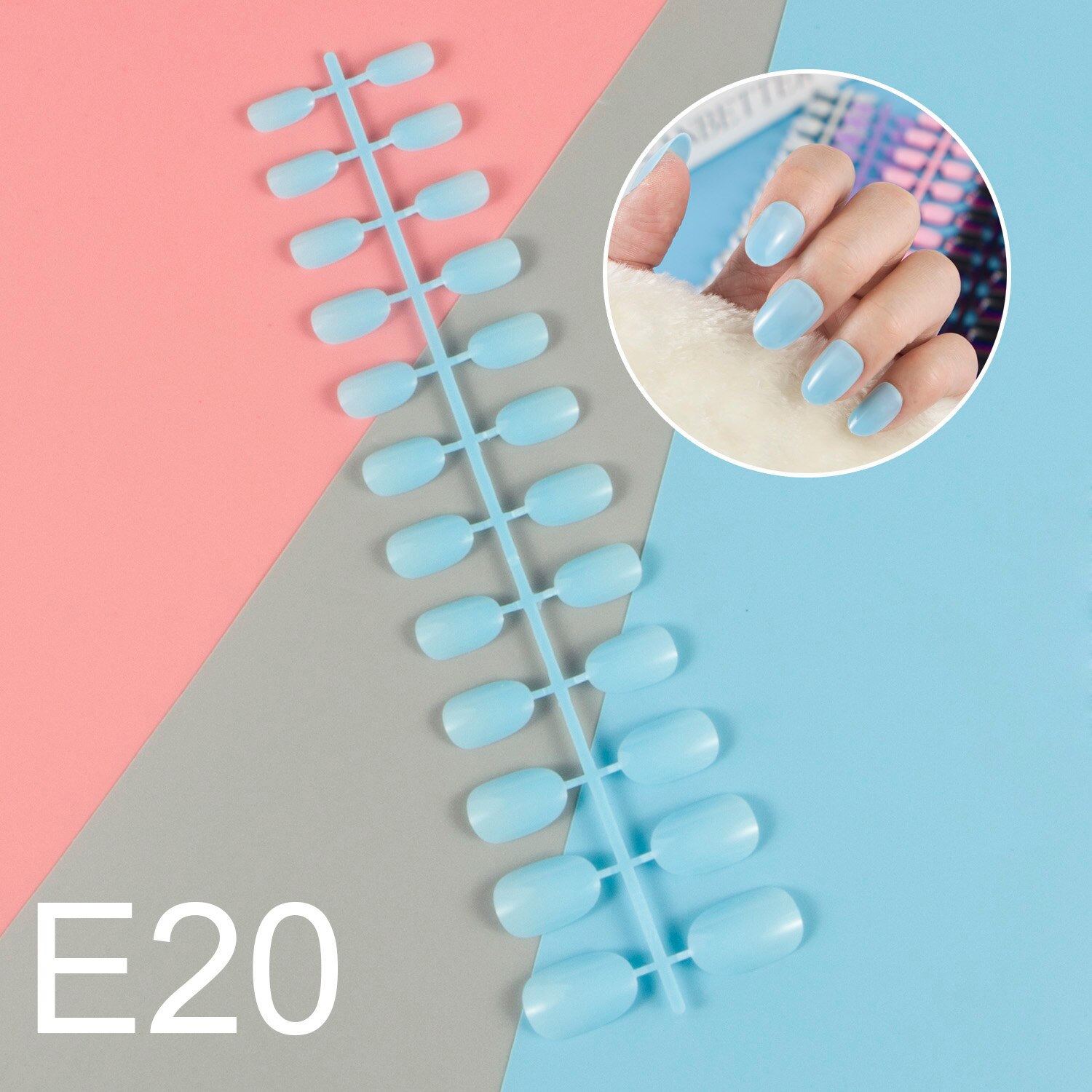 1 Set Of 24 pcs Short Round Shape False Nail With ... – Vicedeal