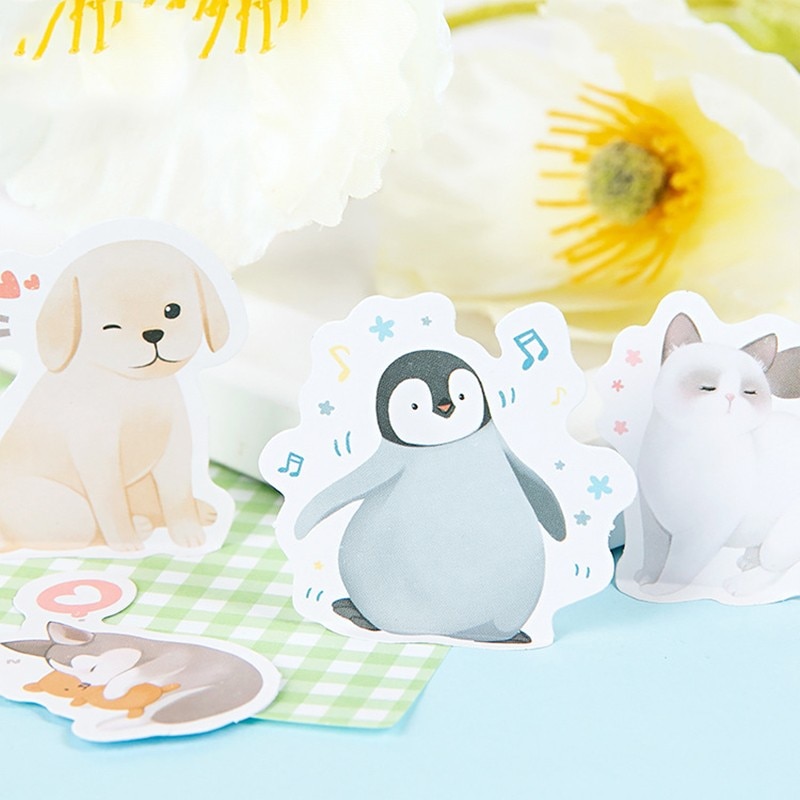 46pcs/box Blue Kawaii Animal stickers Boxed Sticke... – Grandado