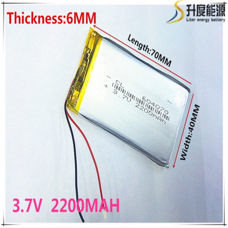 Polymer battery 2200 mah 3.7V 604070 smart home MP... – Grandado