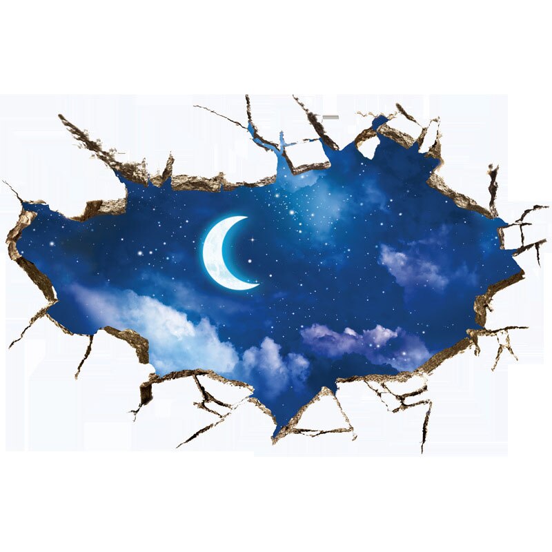 3D Astronaut Mysterious Space Moon Wall Sticker Be... – Vicedeal