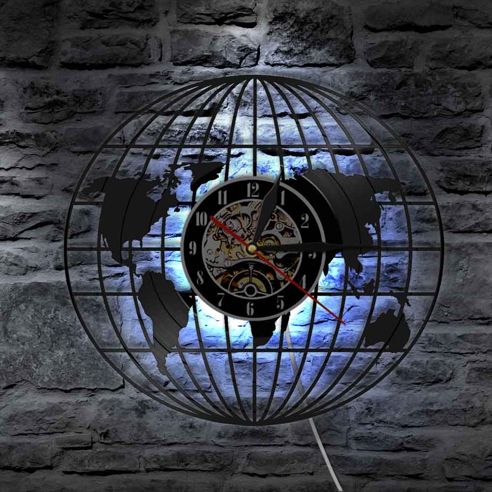 World Earth Map Wall Clock 3D Globe Map of Earth M... – Vicedeal