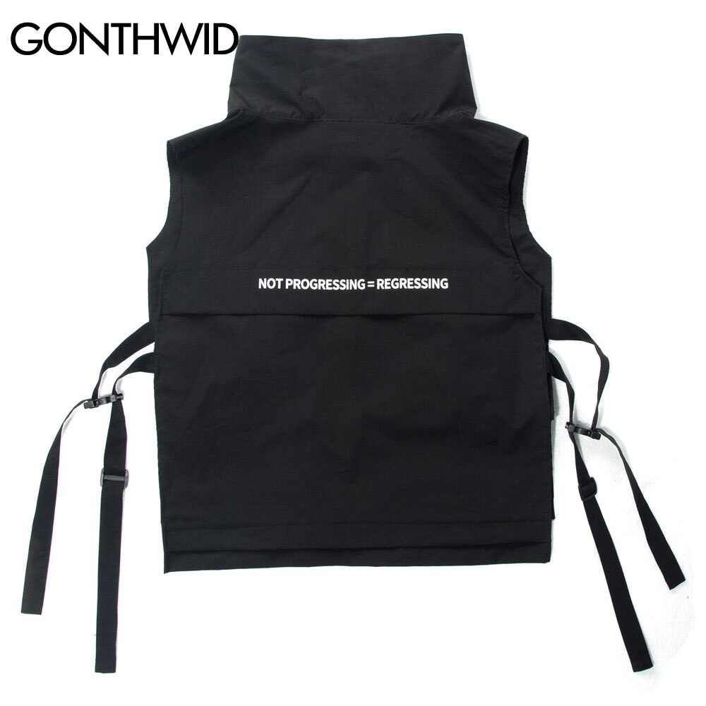 GONTHWID Multi Zipper Pockets Cargo Waistcoat Tool... – Grandado