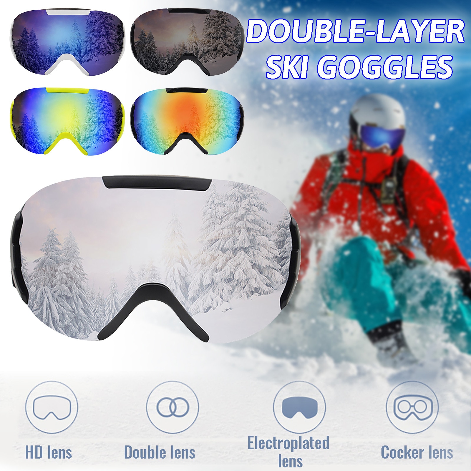 Color Contact Lenses Ski Goggles Windproof Double ... – Vicedeal