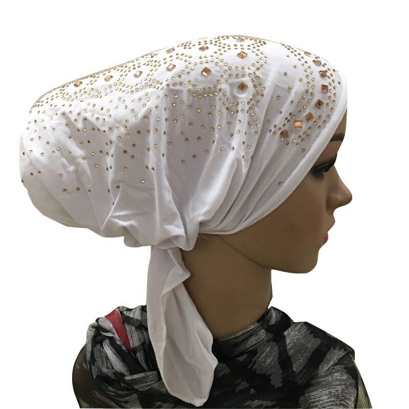 Muslim stretch diamonds Turban hijab cap Islamic U... – Grandado