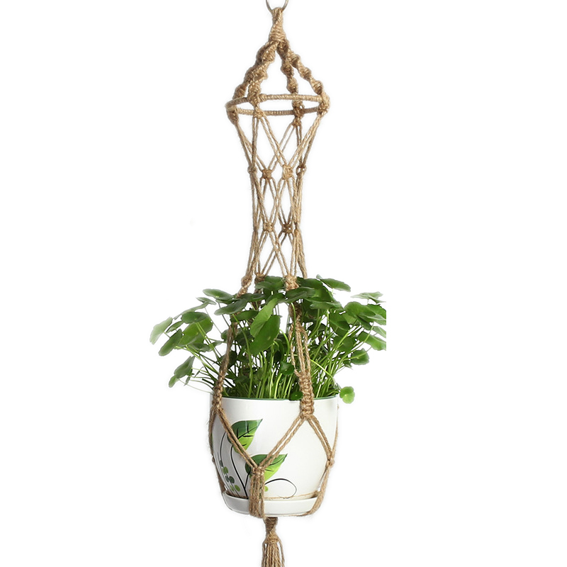 Handmade Hanging Basket Knotted Rope Macrame Flowe... – Grandado