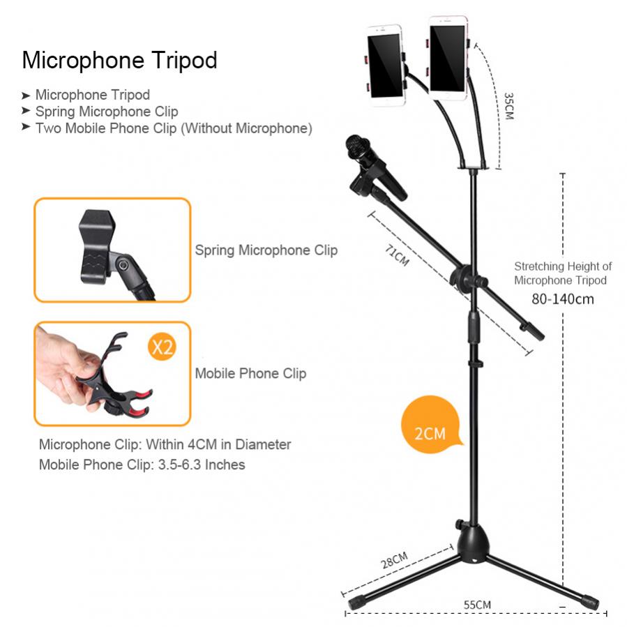 Telescopic Microphone Floor Metal Tripod Flexible ... – Grandado