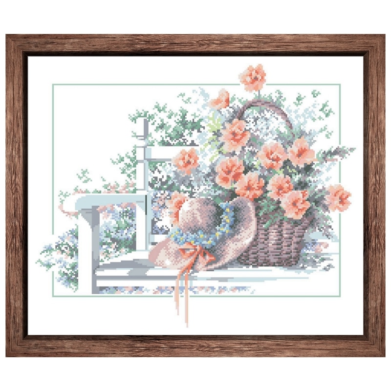 Blommor och hatt korsstygn ros aida tyg 18ct 14ct ... – Grandado