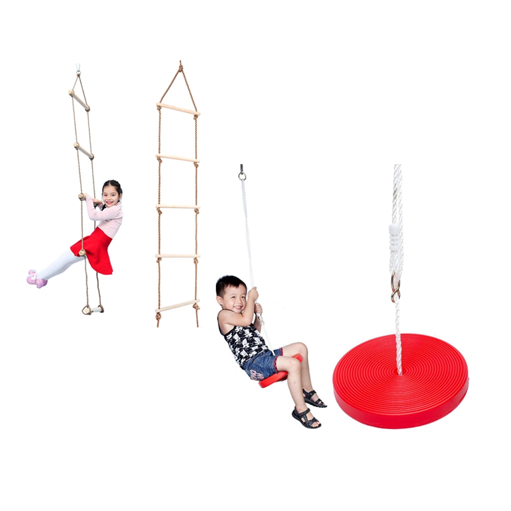 Red Climbing Rope Swing + 5 Rungs Rope Ladder for ... – Vicedeal