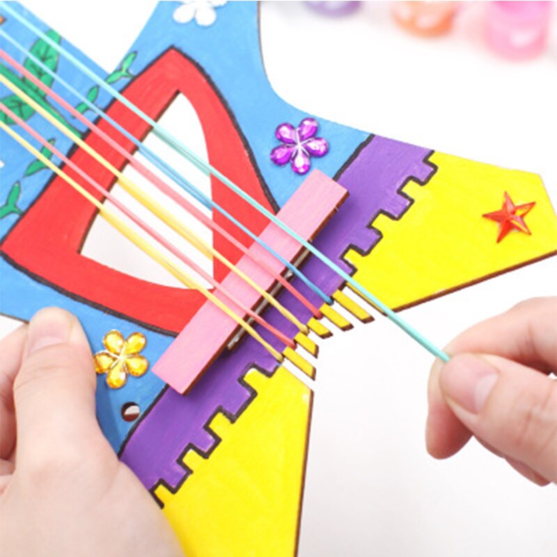 6 Cute DIY Coloring Wooden Gita School Music Stati... – Vicedeal