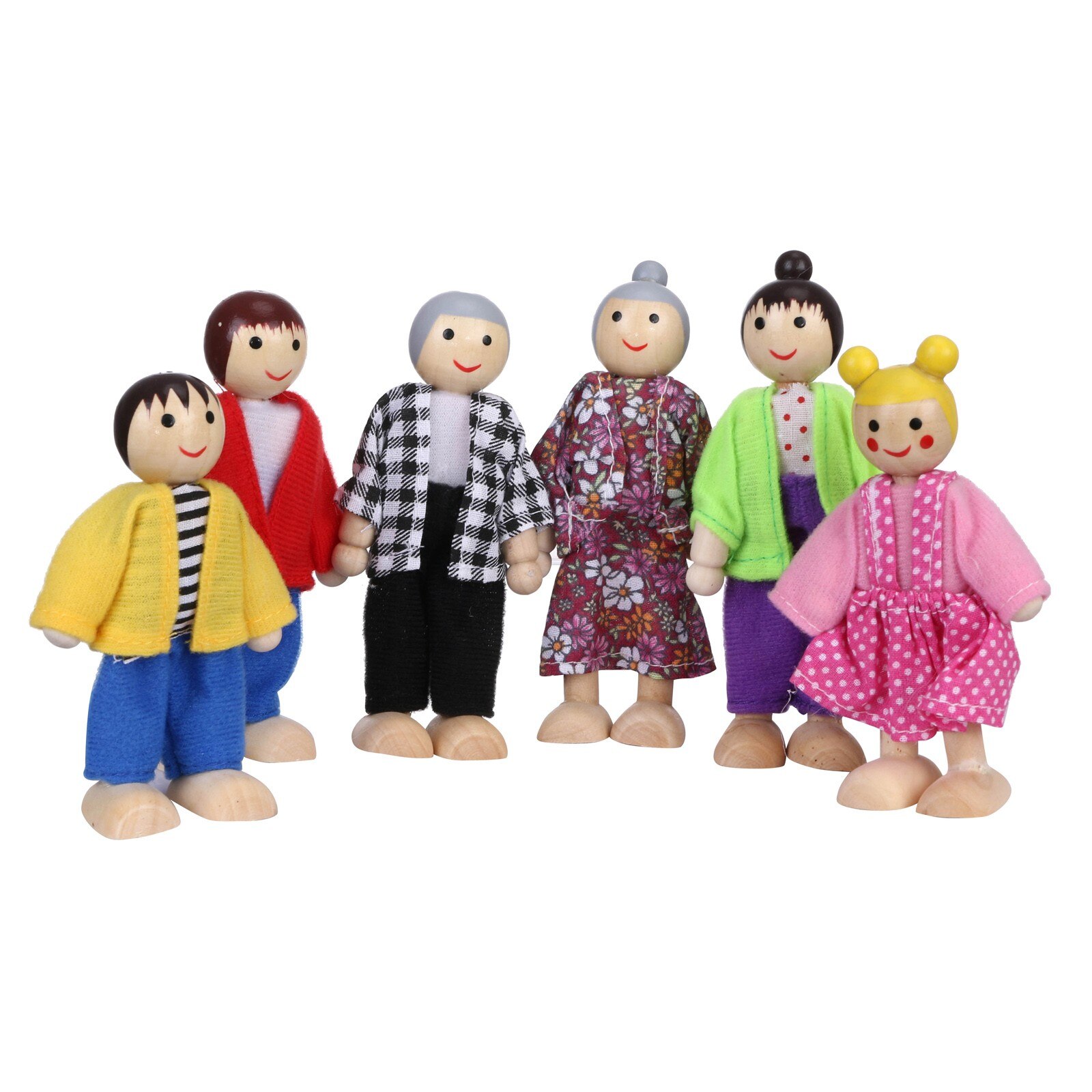 Kids Girls Lovely Happy Dolls Family Playset Woode... – Grandado