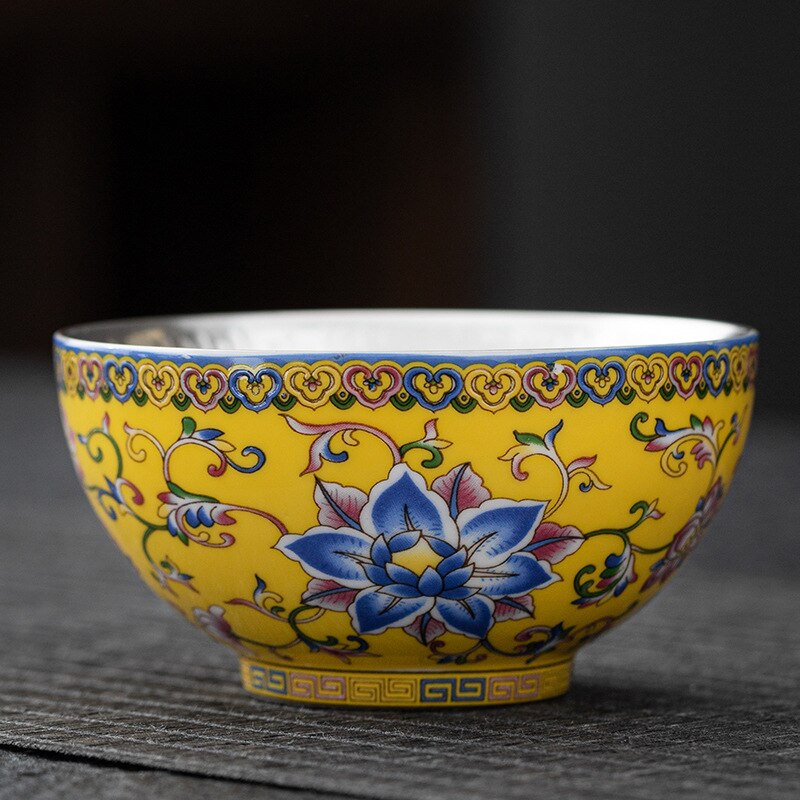 Chinese enamel cup sterling silver teacup Vintage ... – Grandado