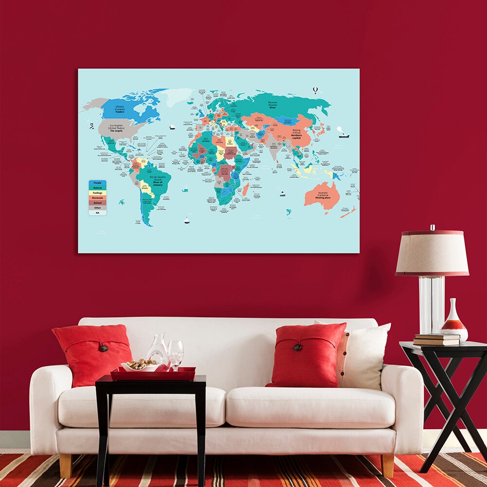 150*100Cm De Wereld Capitals En Hun Lokale Talen V... – Vicedeal