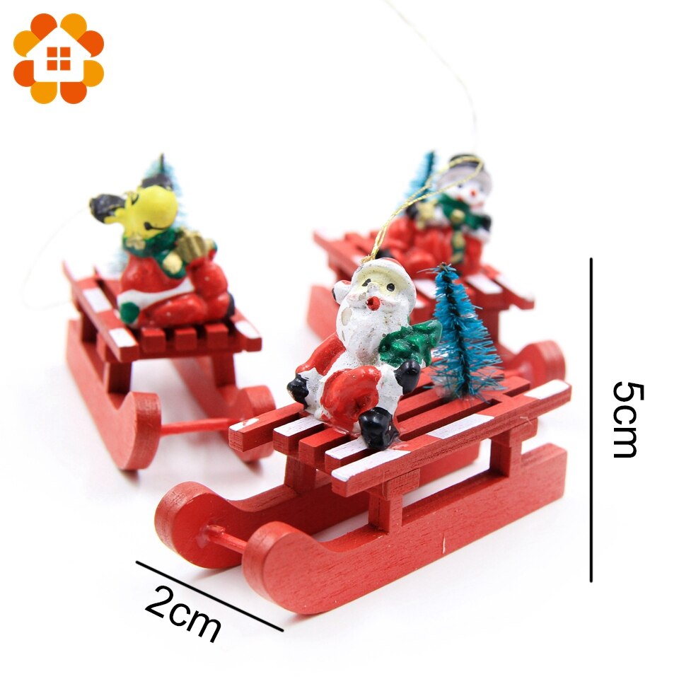 3 stks/partij Houten Slee DIY Creatieve Kerst Seri... – Vicedeal