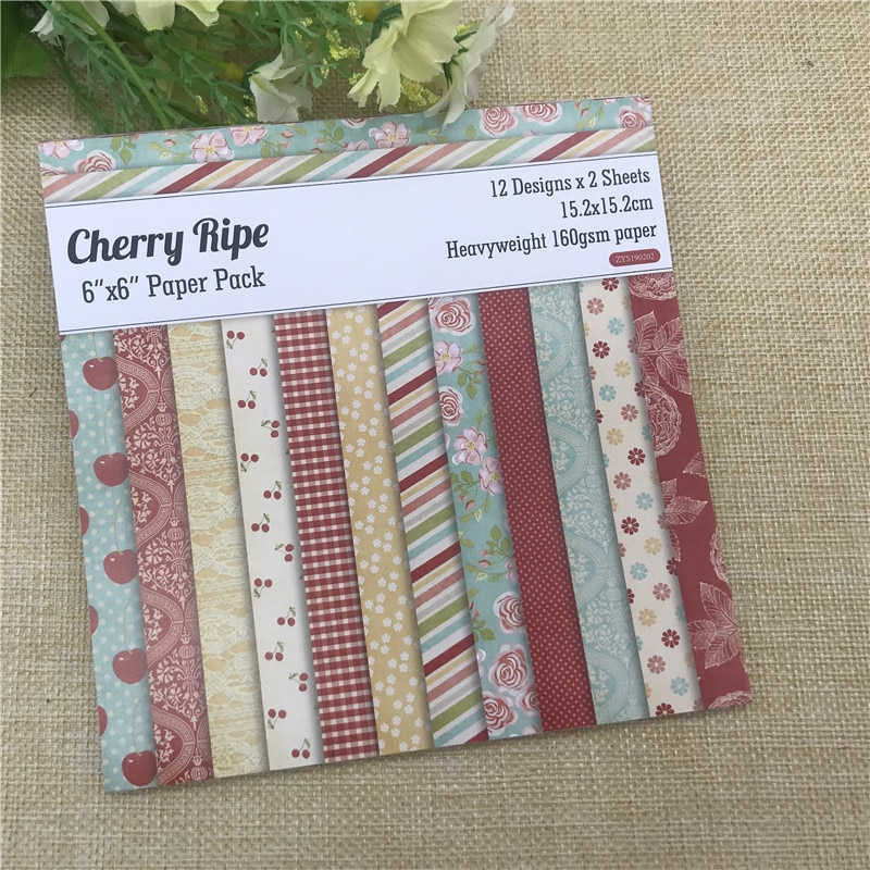 24 sheets 6"X6"Cherry Ripe paper Scrapbooking pape... – Vicedeal