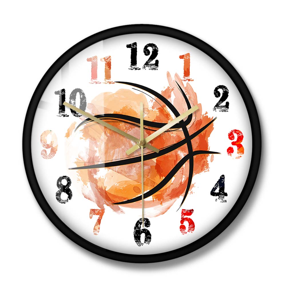 Watercolor Art Basketball Modern Wall Clock Splatt... – Grandado
