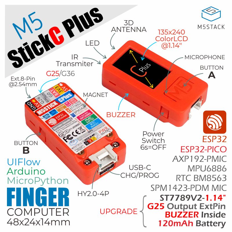! Official M5Stack M5StickC PLUS ESP32-PICO Mini I... – Vicedeal ! Official M5Stack M5StickC PLUS ESP32-PICO Mini I... – Vicedeal