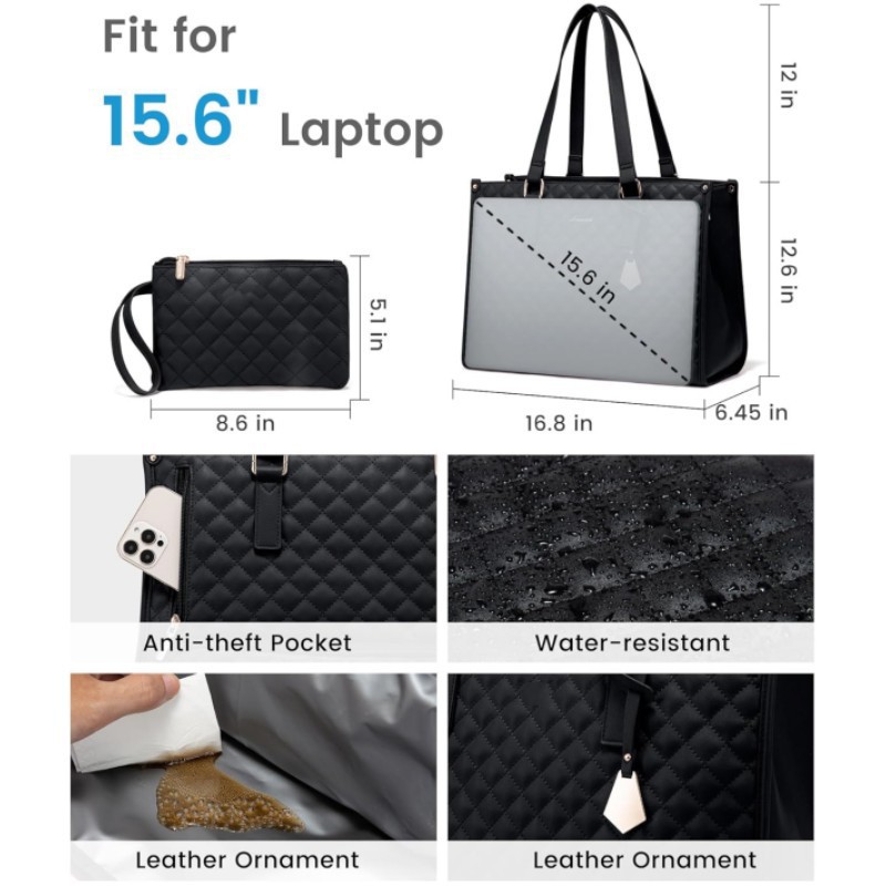 Laptop Draagtas Lunchtas Voor Vrouwen 15,6 inch PU... – Grandado