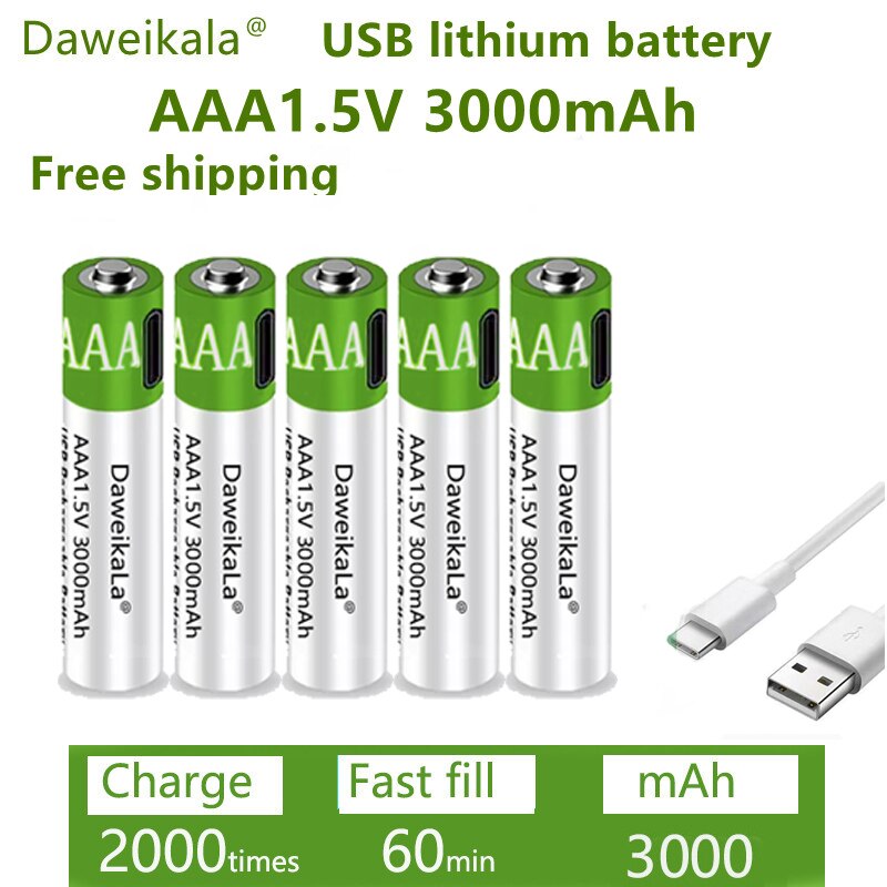 Fast charging 1.5VAAA lithium ion battery with 300... – Grandado
