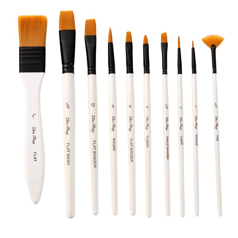 10 st akvarell gouache pensel set med tallrik bors... – Vicedeal