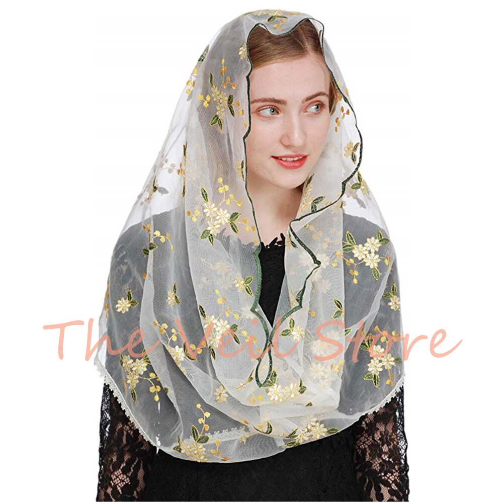 Round Veil for church Catholic Colorful Tulle Lace... – Grandado