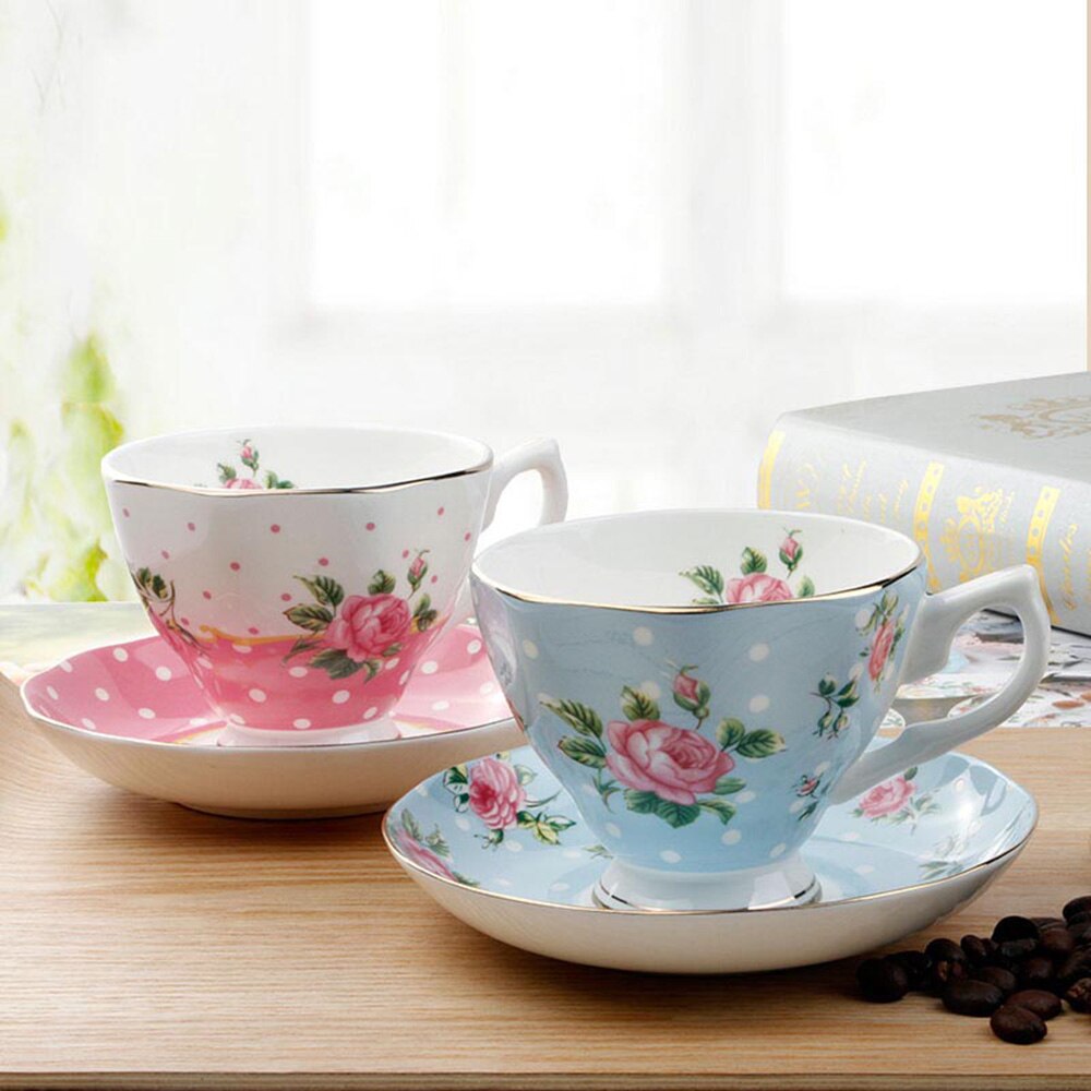 tBone China Coffee Cup Sets Colorful Flower Cerami... – Grandado