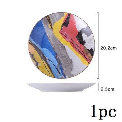 Ceramic Painting Dinner Plate Nordic Gold Inlay Po... – Grandado
