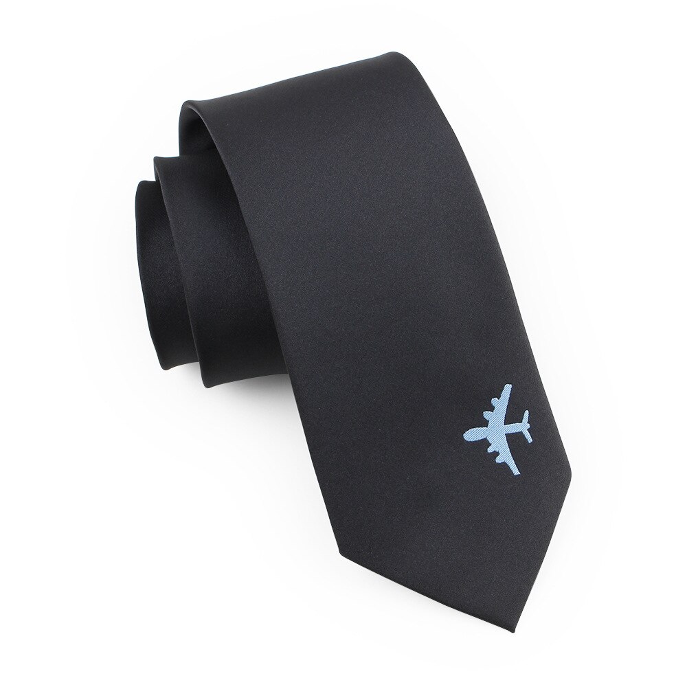 1pcs Air Plane Pattern 8cm Necktie Solid Black Bus... – Grandado