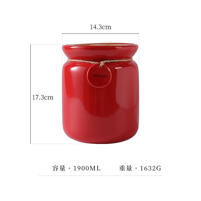 Large Capacity Red Ceramic Tea Caddy with Bamboo L... – Vicedeal